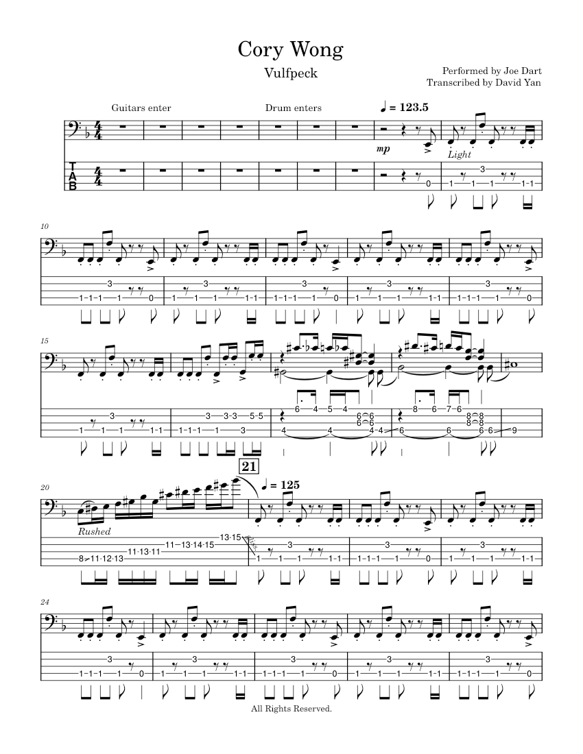 Cory Wong – Vulfpeck Sheet music for Bass guitar (Solo) | Musescore.com