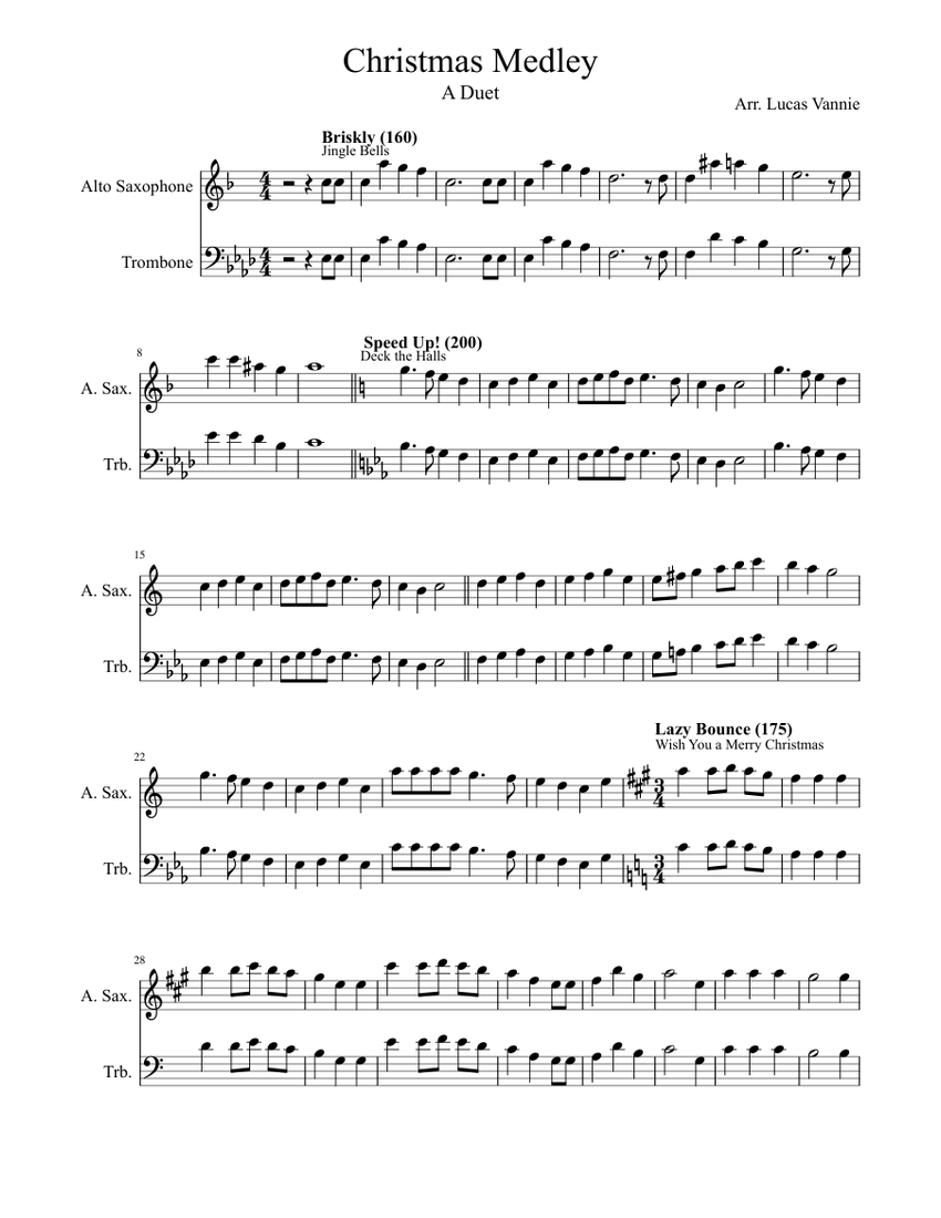 Christmas Medley Sheet music for Trombone (Solo) | Musescore.com