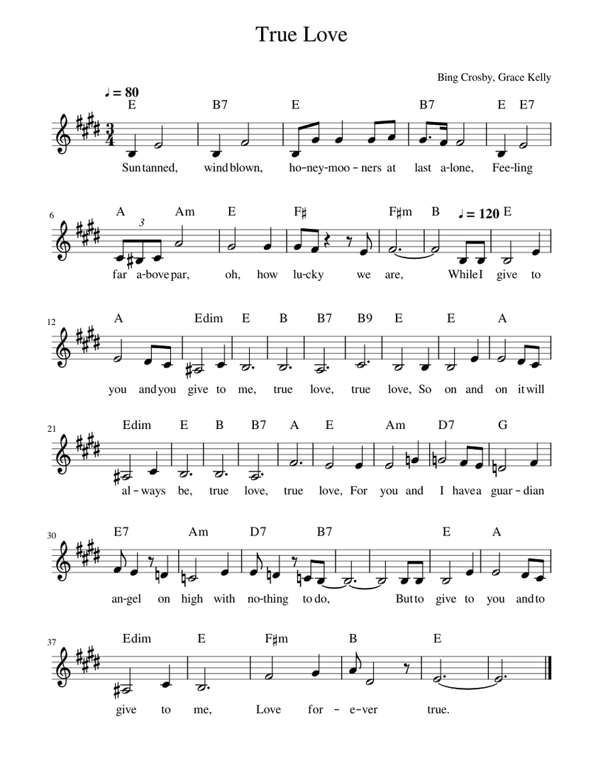 True Love Sheet music for Piano (Solo) Easy | Musescore.com