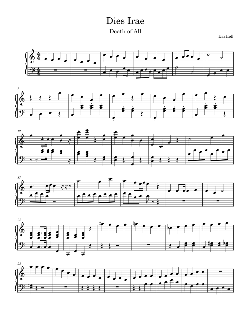 Dies Irae Sheet music for Piano (Solo) Easy | Musescore.com