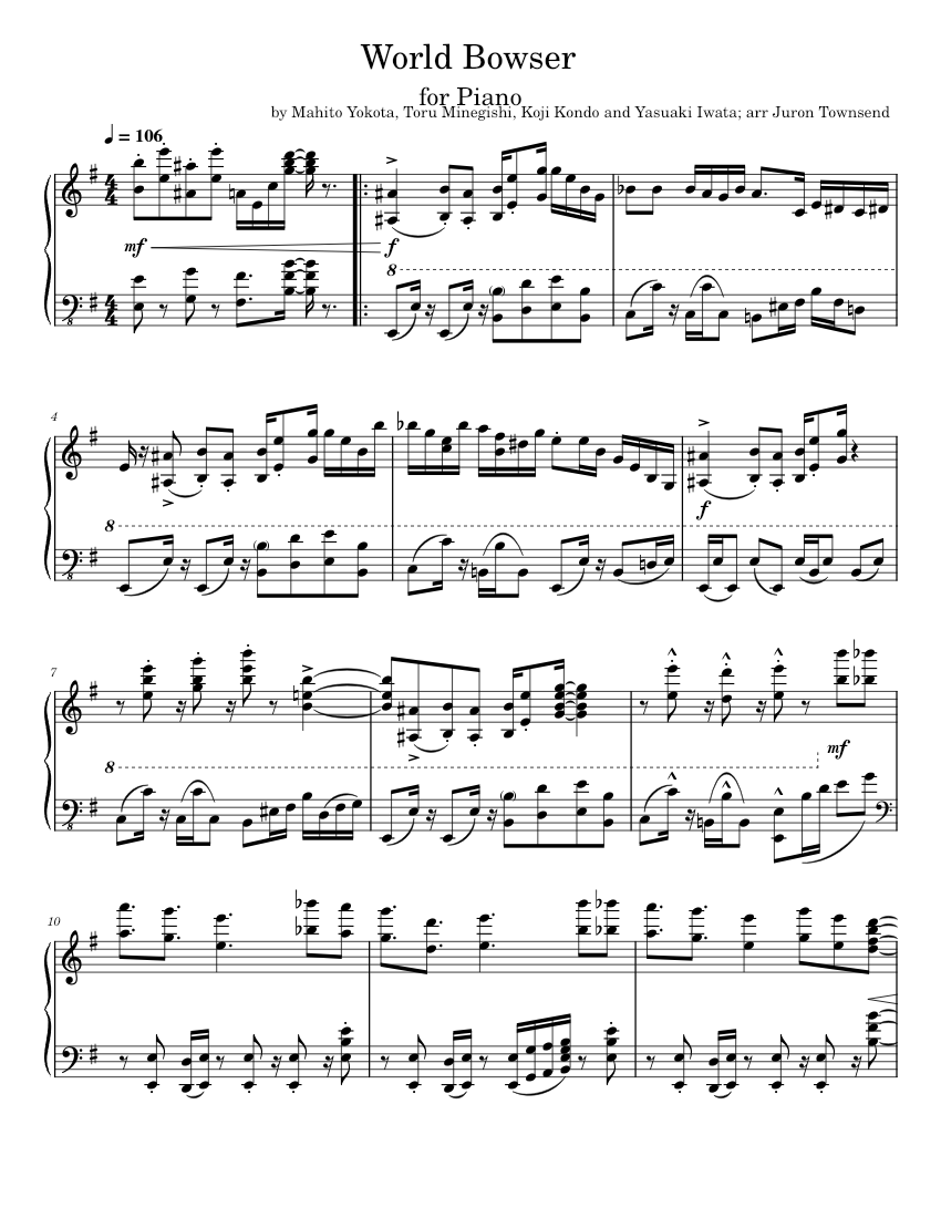 World Bowser - Piano Solo Sheet music for Piano (Solo) | Musescore.com