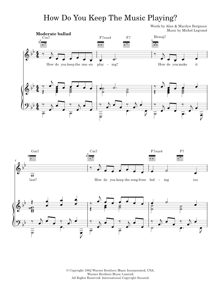 Play Official version of How Do You Keep the Music Playing? Sheet Music ...