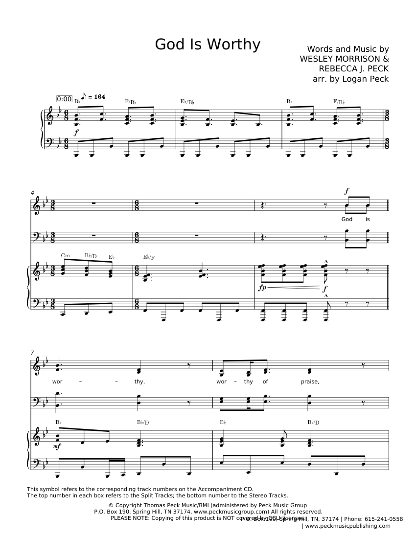 God Is Worthy – WESLEY MORRISON;REBECCA J. PECK Sheet Music for Piano ...