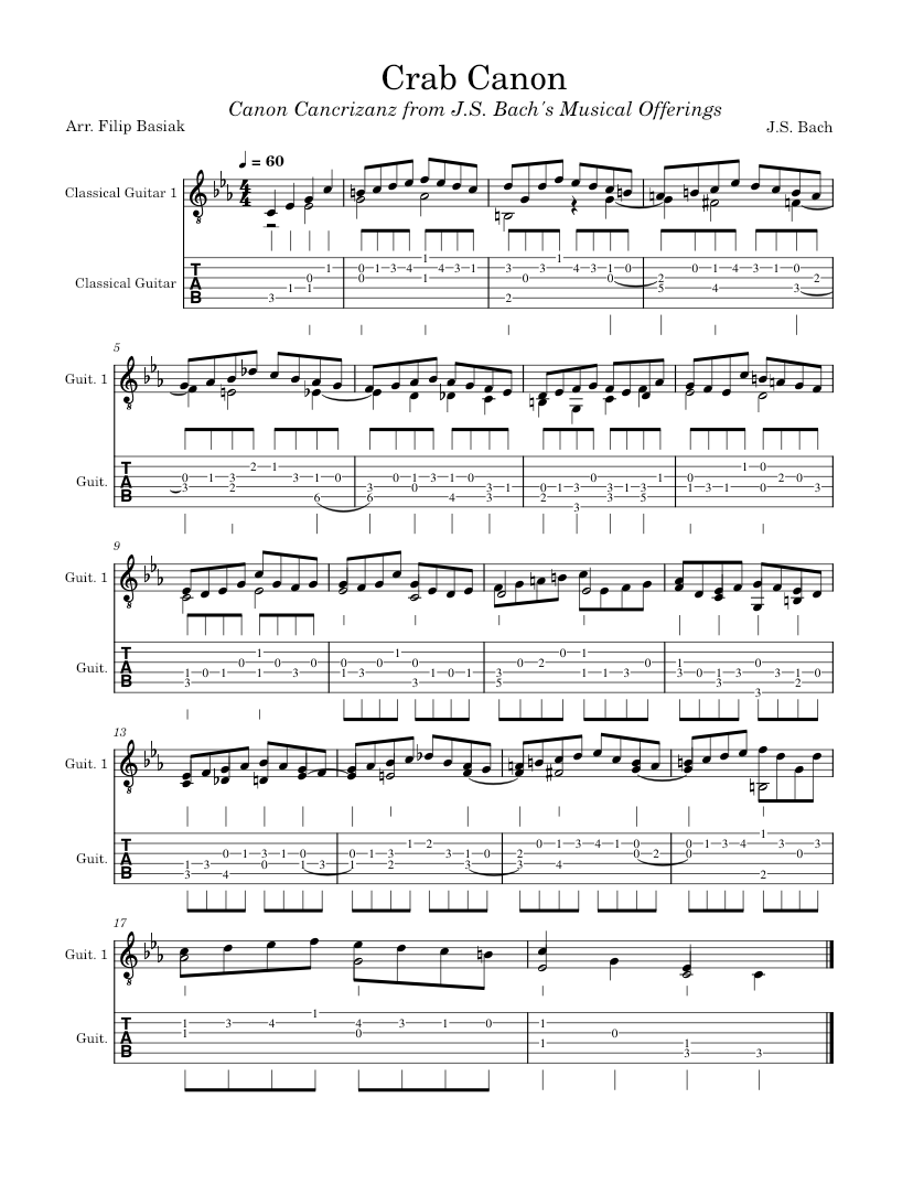 Crab Canon - Johann Sebastian Bach Sheet music for Guitar (Solo ...