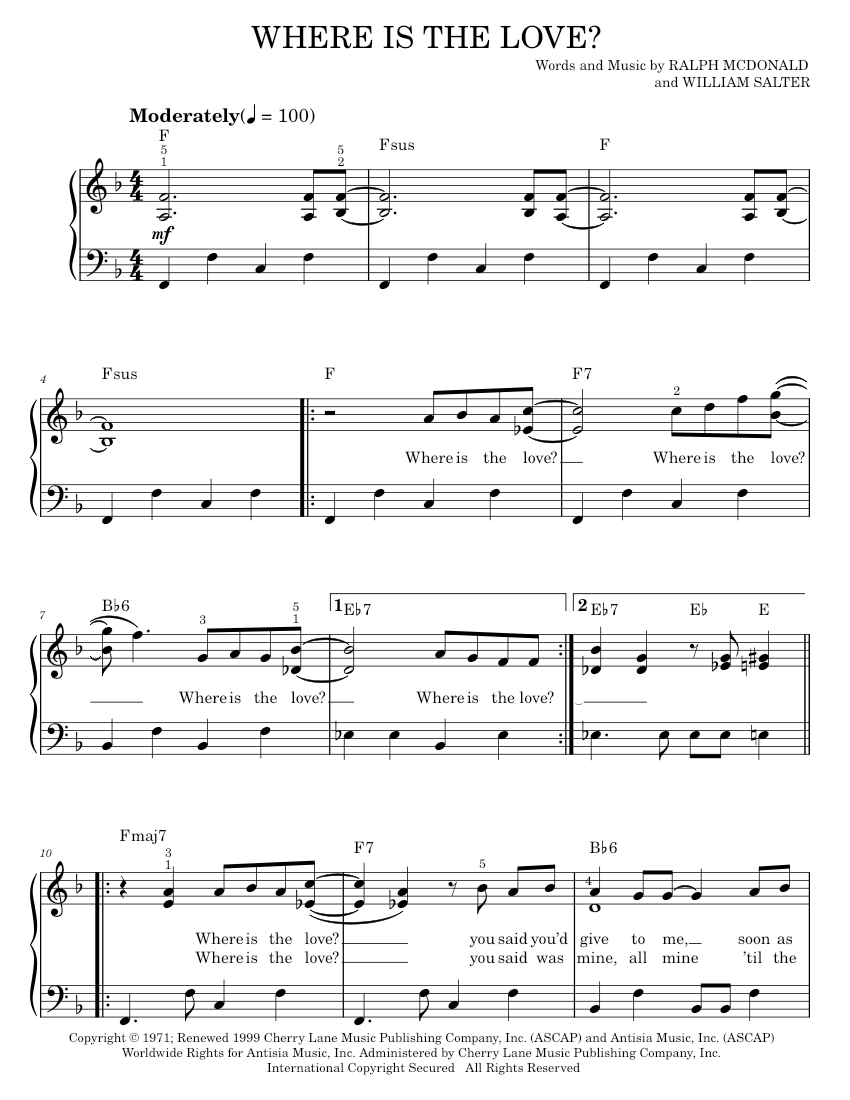 Play Official version of Where Is The Love? Sheet Music by Donny ...