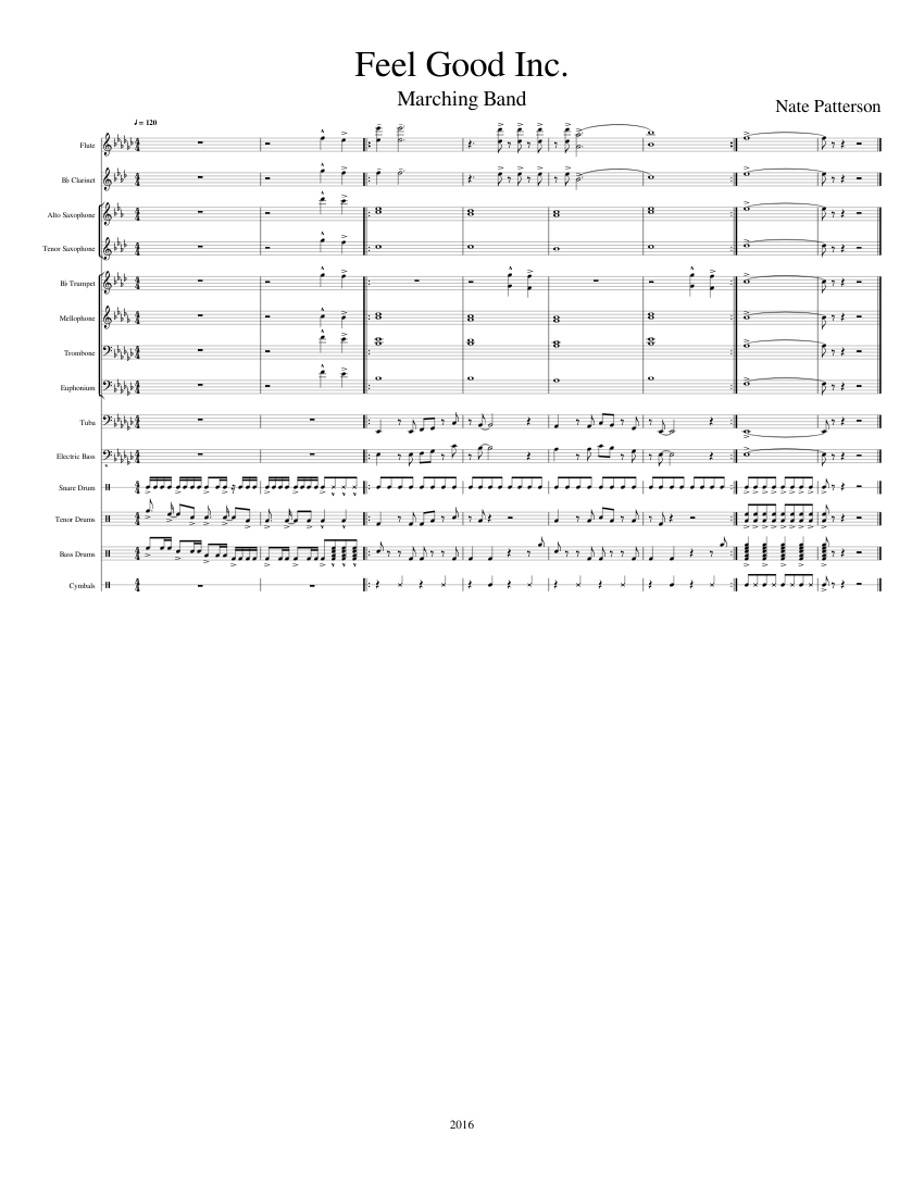 Feel Good Inc. Sheet music for Trombone, Euphonium, Tuba, Mellophone ...