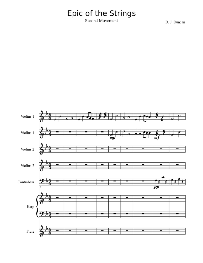 Epic of the Strings (Movement II) Sheet music for Flute, Harp ...