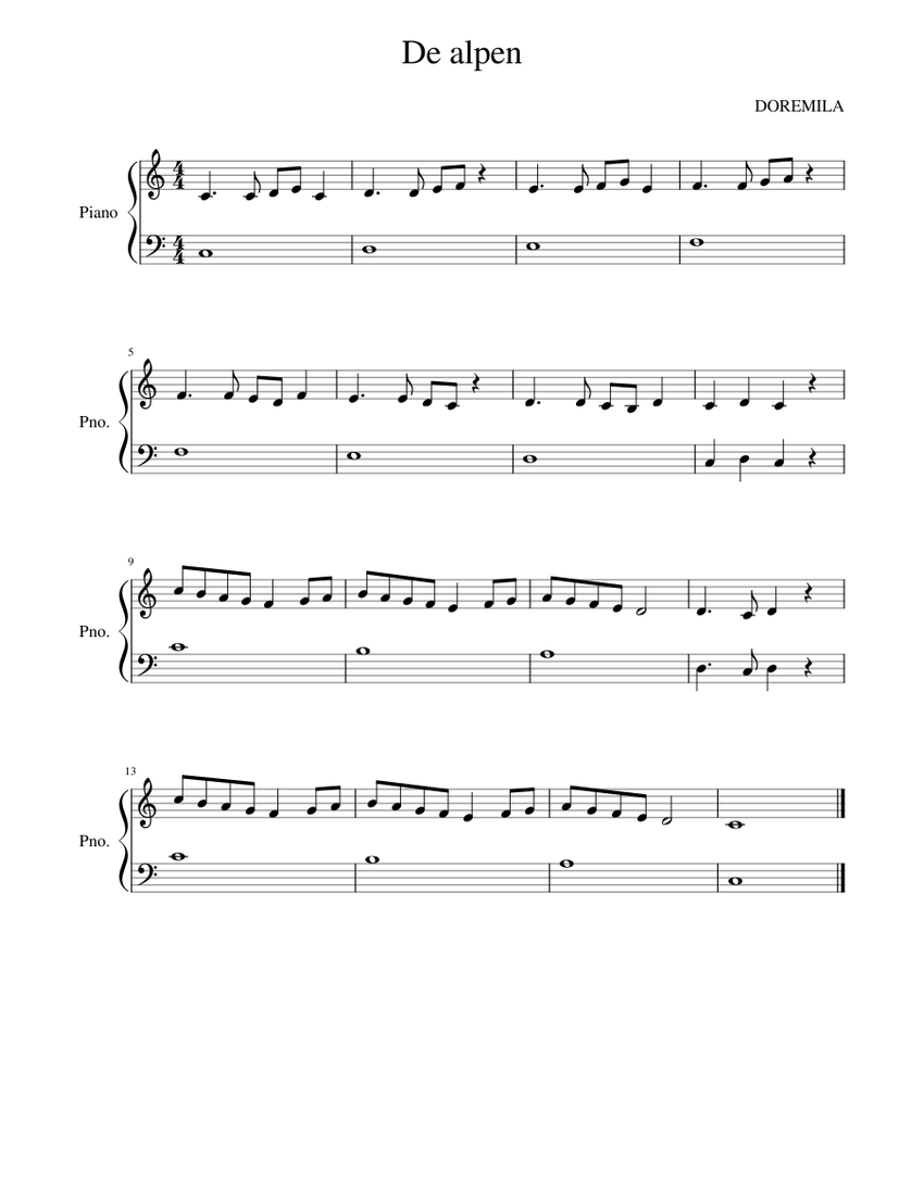 De Alpen Sheet music for Piano (Solo) | Musescore.com