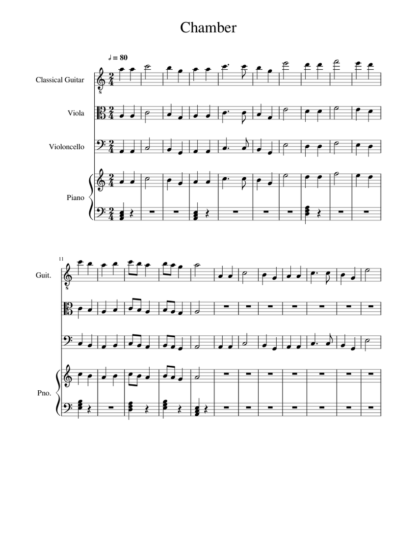 Chamber Sheet music for Piano, Viola, Cello, Guitar (Mixed Quartet ...
