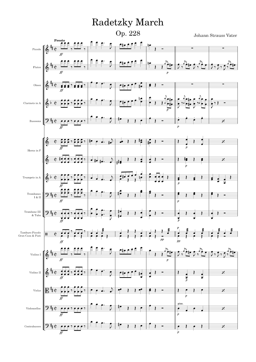 Radetzky March - Johann Strauss (Vater) Sheet music for Trombone, Flute ...