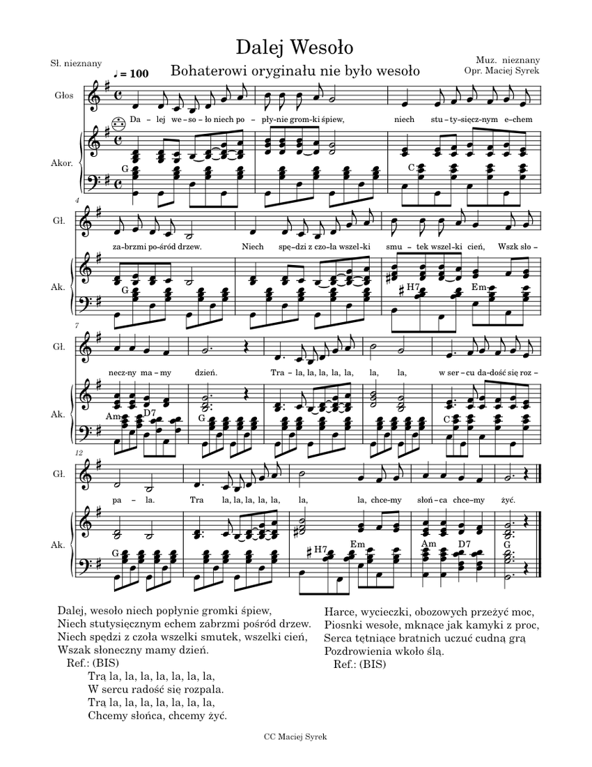 Dalej wesoło Sheet music for Alto, Accordion (Mixed Duet) | Musescore.com