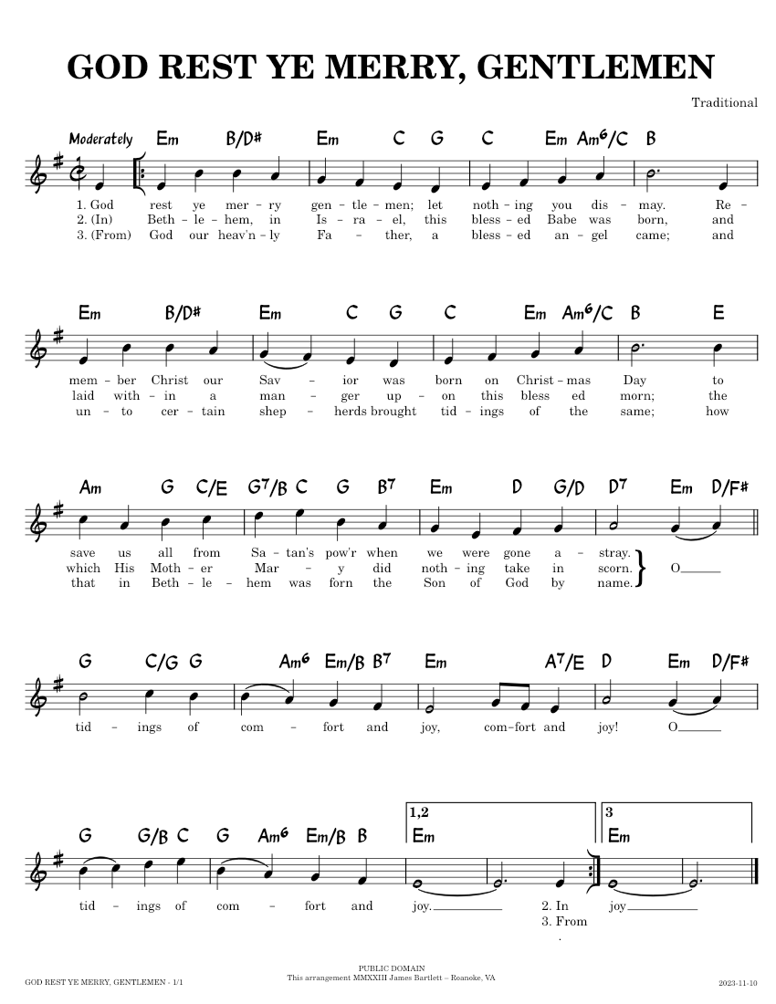 God Rest Ye Merry, Gentlemen [lead sheet] – Traditional Sheet Music for ...