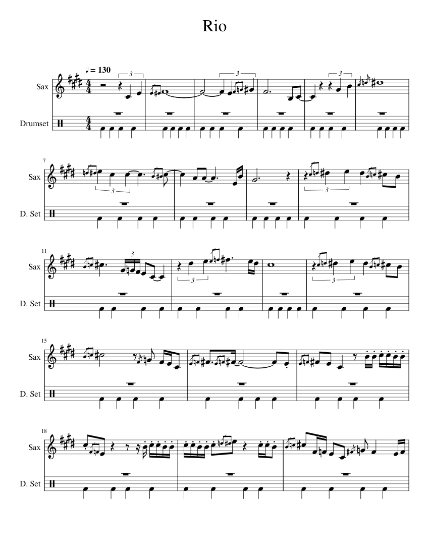 Rio Sheet music for Drum group, Synthesizer (Mixed Duet) | Musescore.com