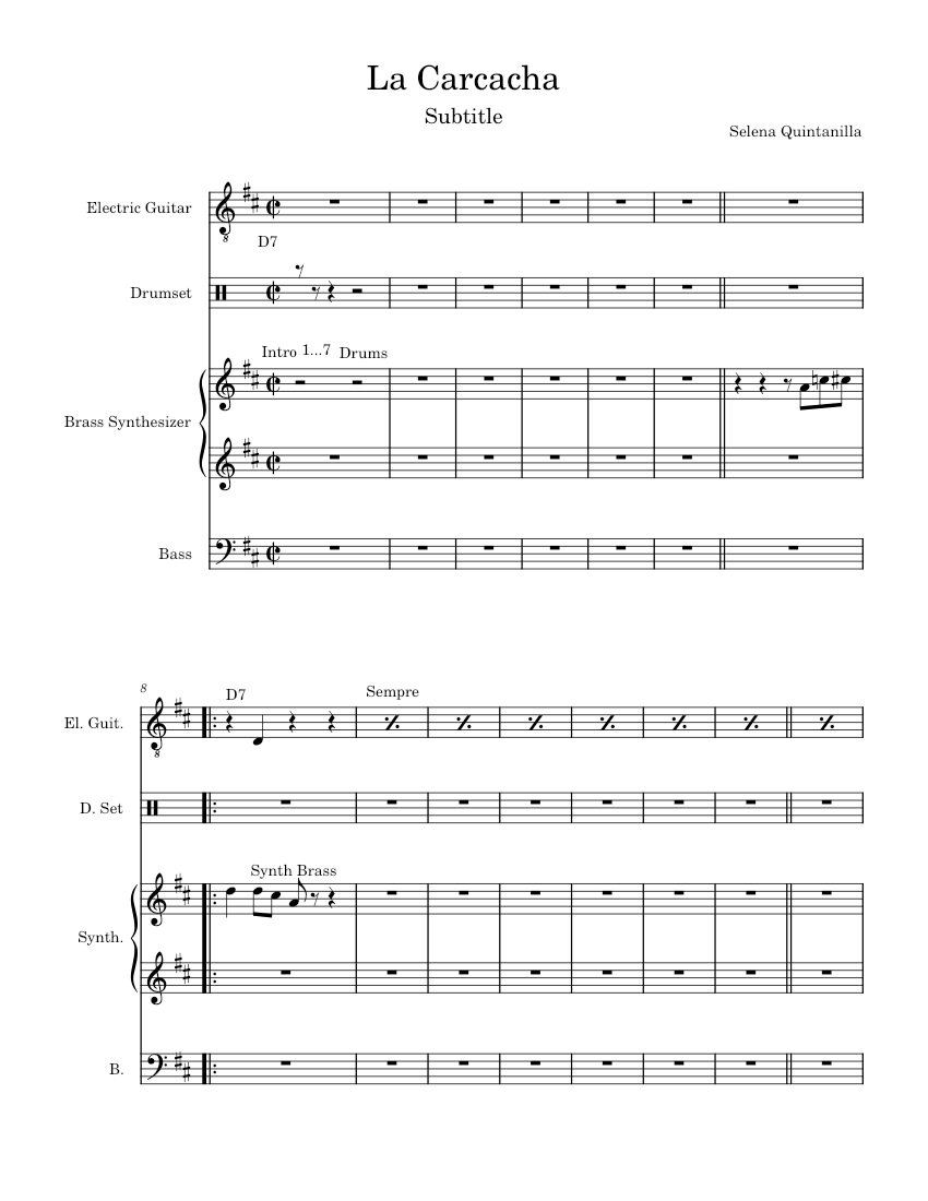La Carcacha – Selena La Carcacha Sheet Music for Guitar, Bass guitar ...