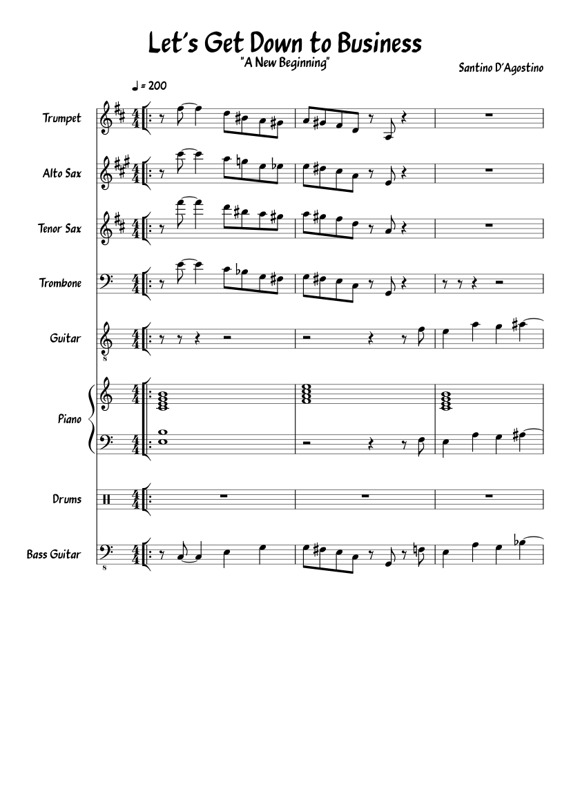 Let's Get Down to Business Sheet music for Piano, Trombone, Saxophone ...