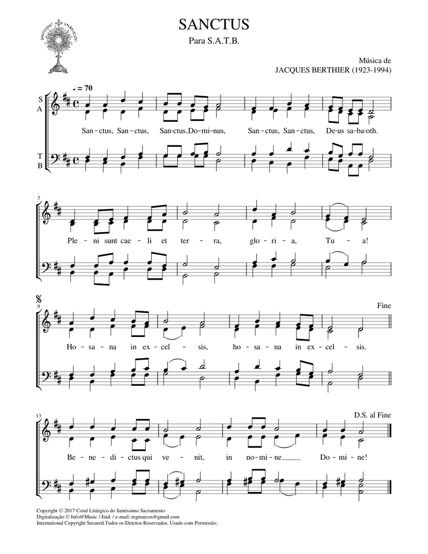 SANCTUS Sheet music for Female, Male (Church Choir) | Musescore.com
