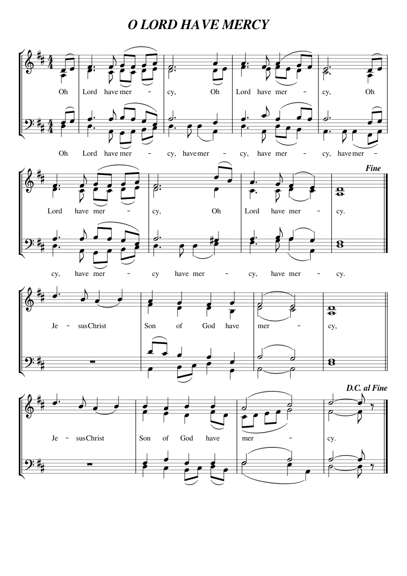 O Lord Have Mercy Sheet Music for Vocals (Solo) | MuseScore.com