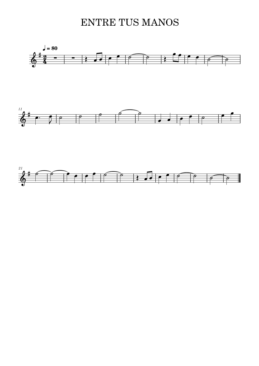 ENTRE TUS MANOS Sheet Music for Violin (Solo) | MuseScore.com