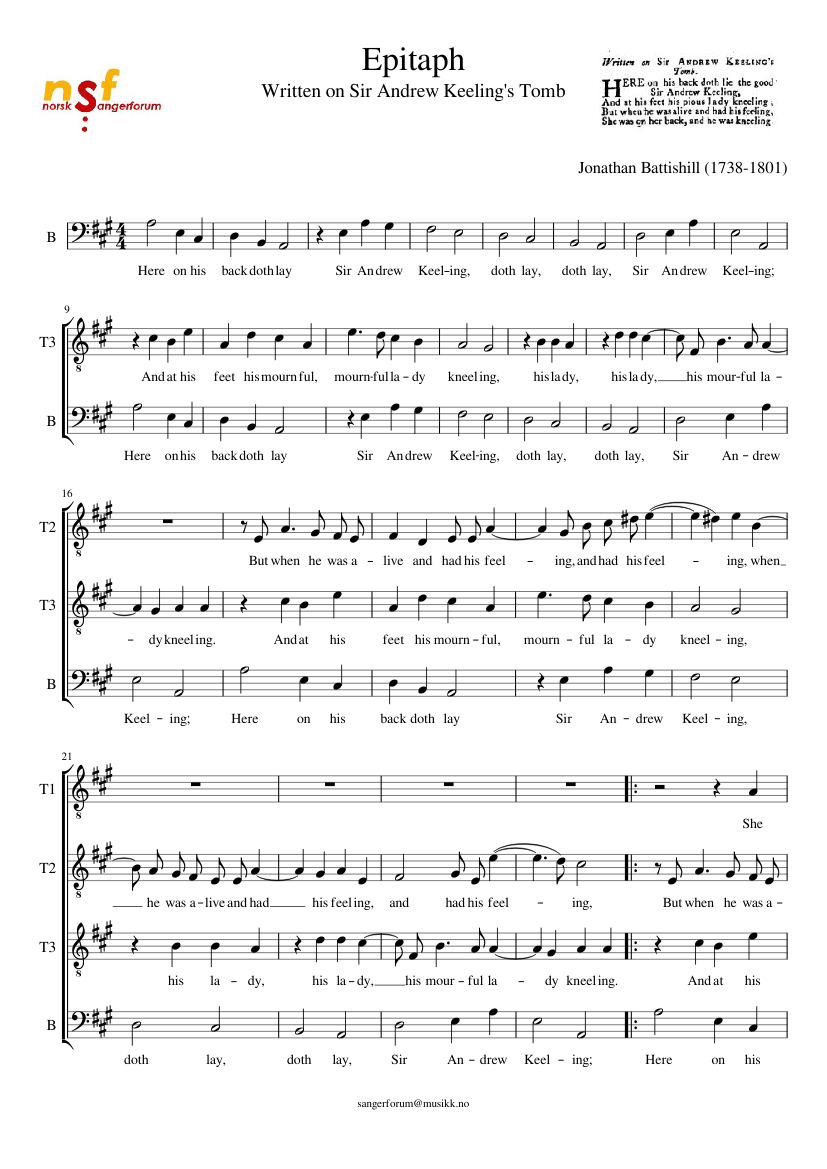 Epitaph Sheet music for Piano (Mixed Quartet) | Musescore.com