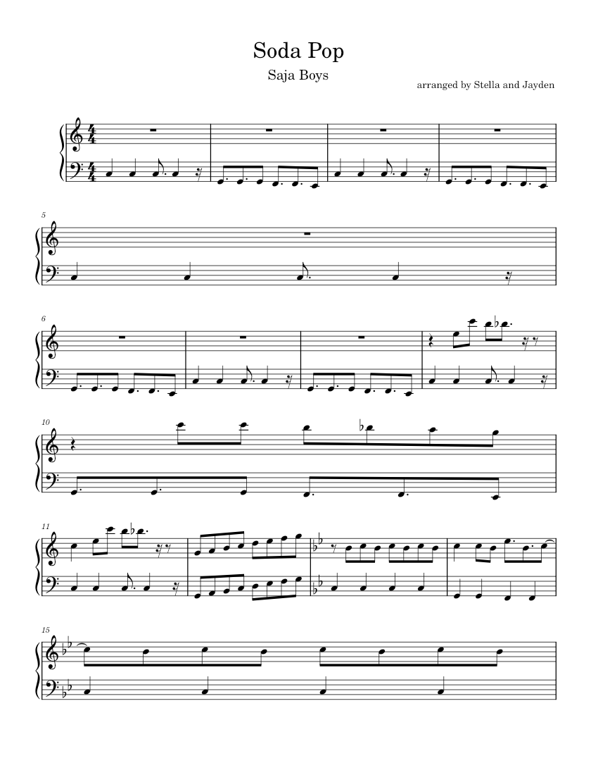 Soda pop Sheet Music for Piano (Solo) Easy | MuseScore.com