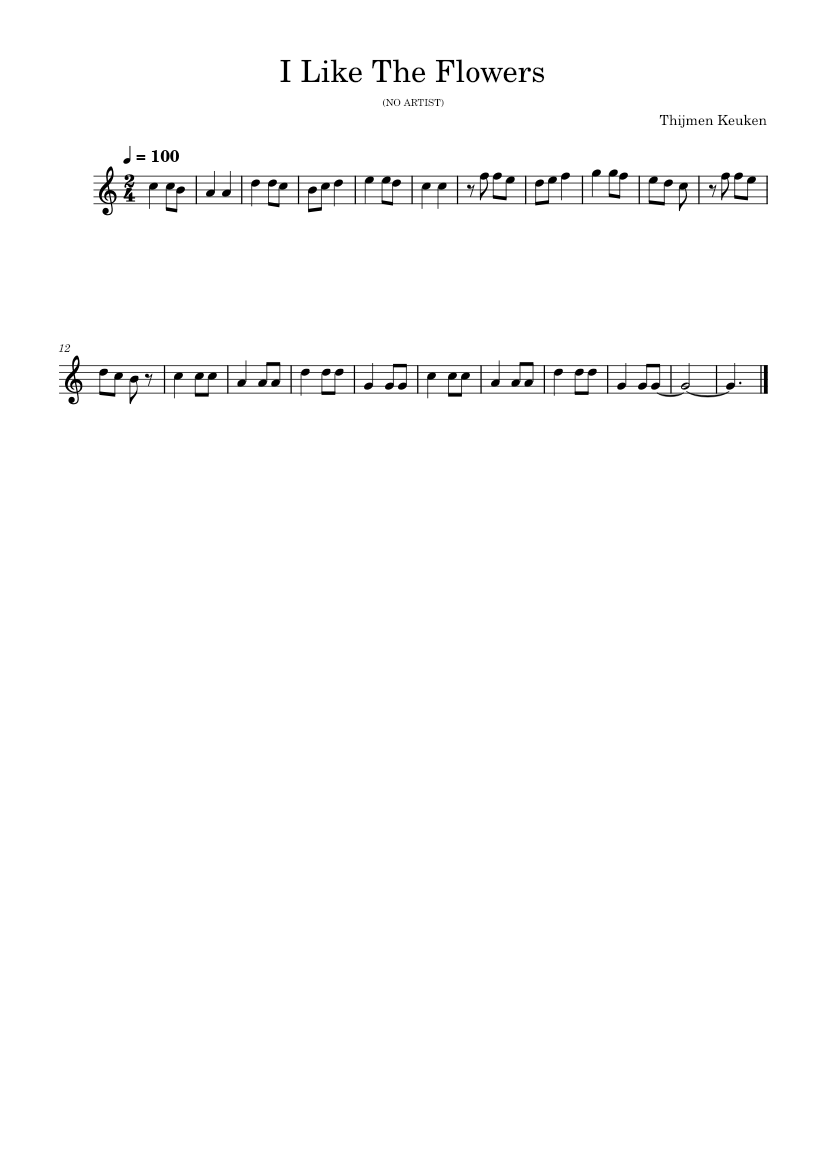 I like the flowers (short) – PinoPro I Like The Flowers Sheet music for ...