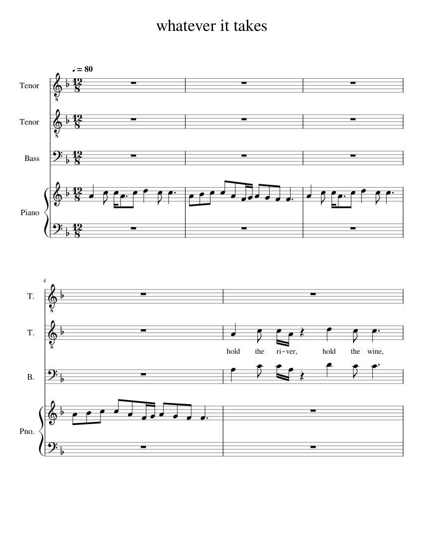 Whatever It Takes - Imagine Dragons Sheet music for Piano, Tenor, Bass ...