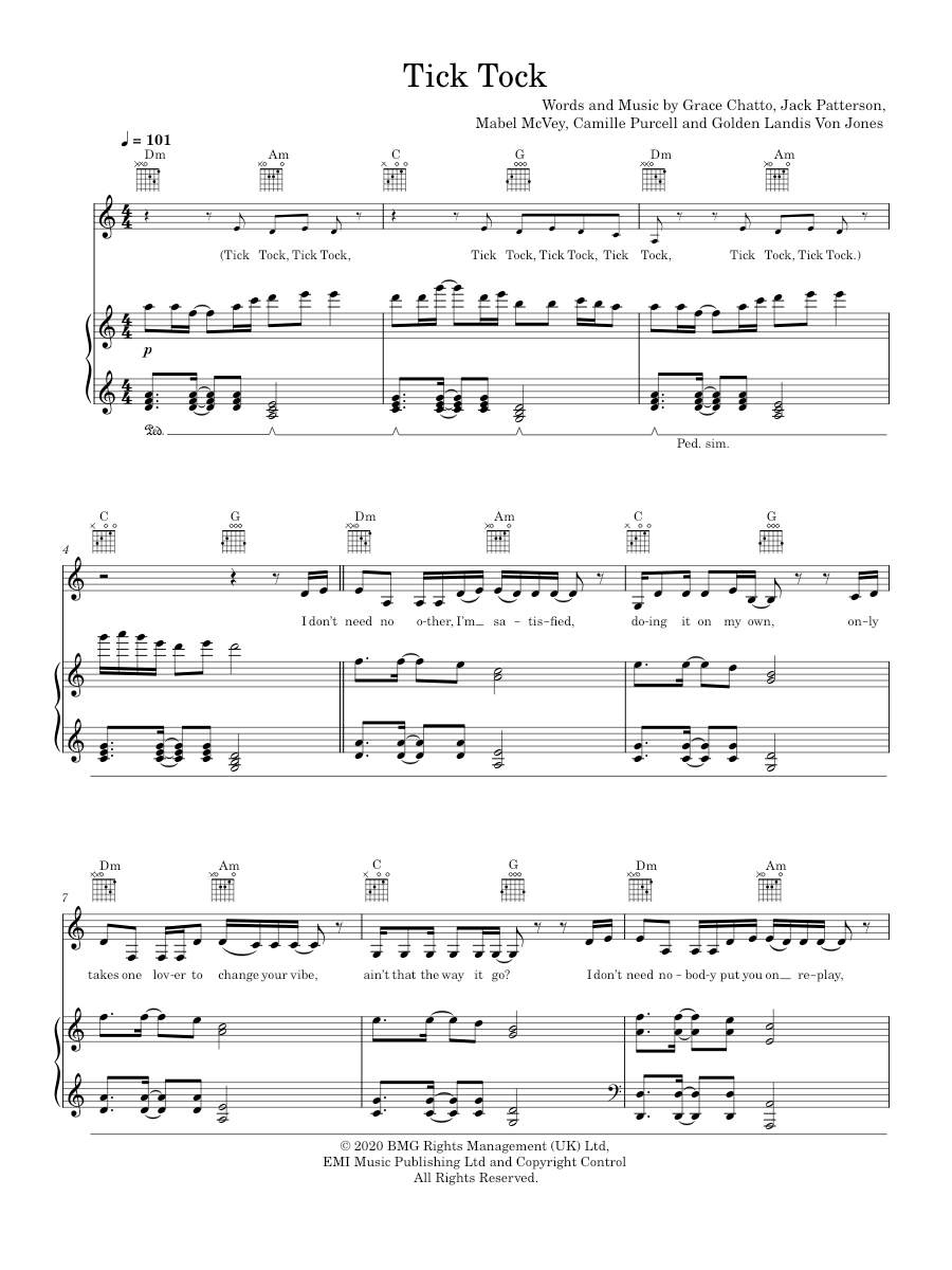 Play Official version of Tick Tock Sheet Music by Clean Bandit for ...