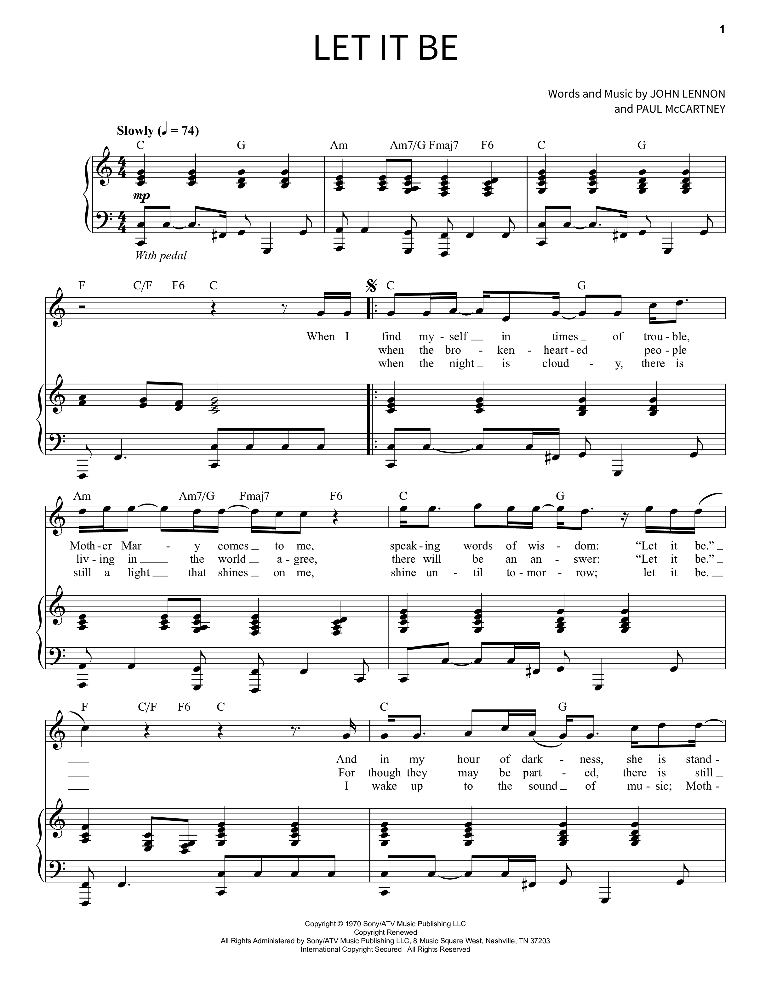 Play Official version of Let it be Sheet Music by The Beatles ...