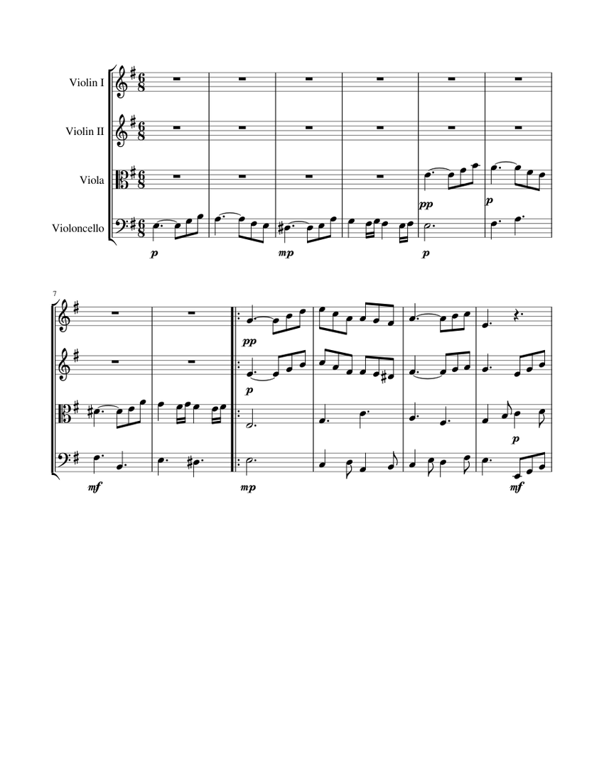 quatuor à cordes Sheet music for Violin, Viola, Cello (String Quartet ...