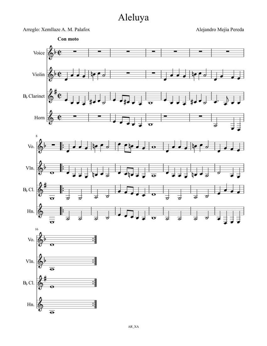 Aleluya Sheet music for Violin, Voice (other) (Mixed Duet) | Musescore.com
