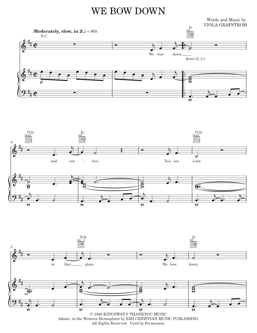 Play Official version of We bow down Sheet Music by Viola Grafstrom for ...