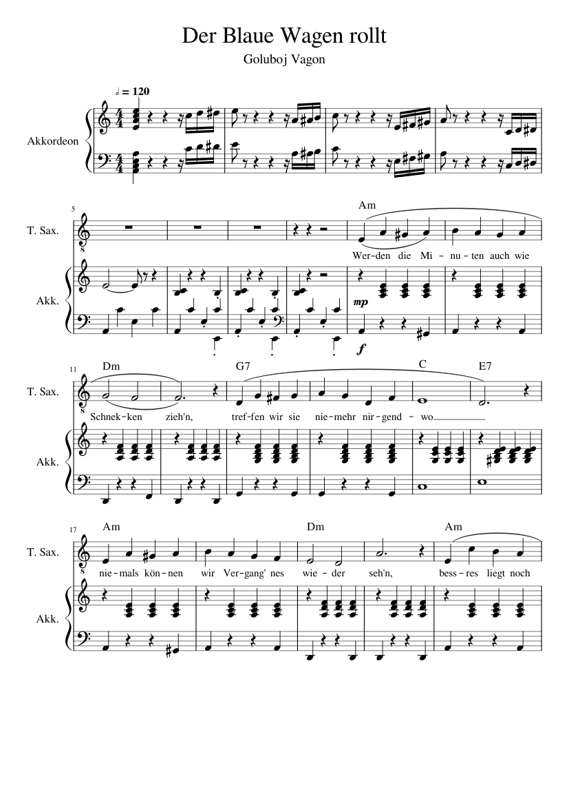 Der_Blaue_Wagen_rollt - Crocodile Gena Sheet Music with Chords for ...