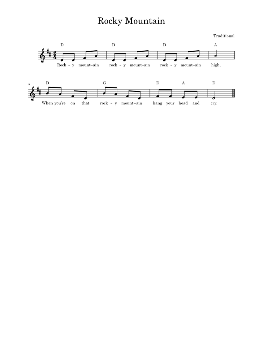 Rocky Mountain – Misc tunes Sheet music for Piano (Solo) | Musescore.com