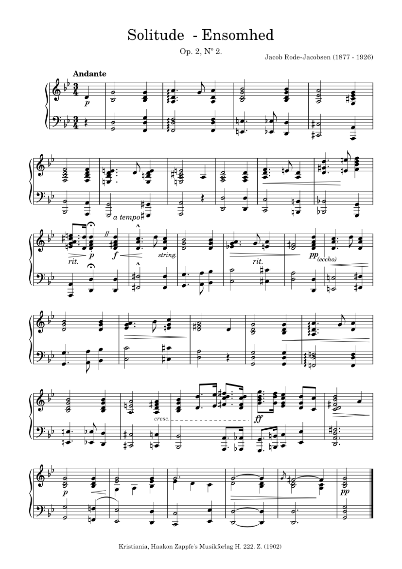 Solitude Sheet music for Piano (Solo) Easy | Musescore.com