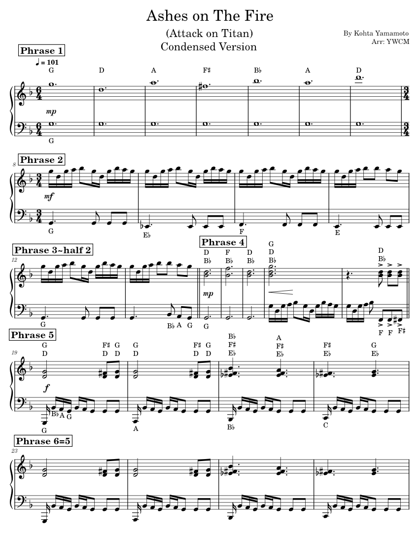 Ashes on The Fire YWCM reformatted condensed Sheet music for Piano ...