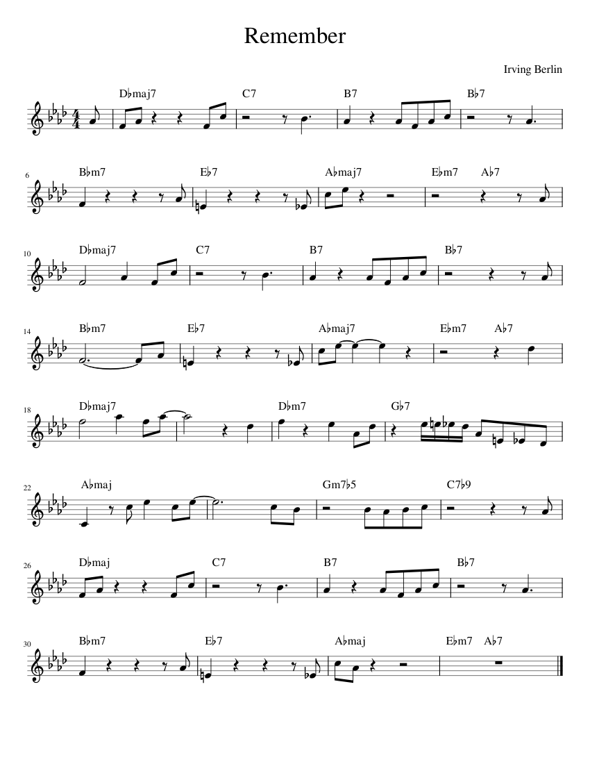 Remember Sheet music for Piano (Solo) Easy | Musescore.com