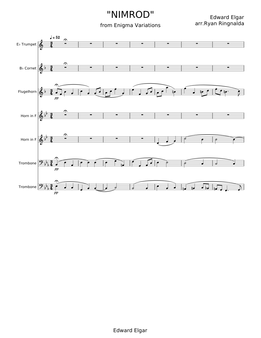 Nimrod from "Enigma Variations" - Edward Elgar Sheet music for Trombone ...
