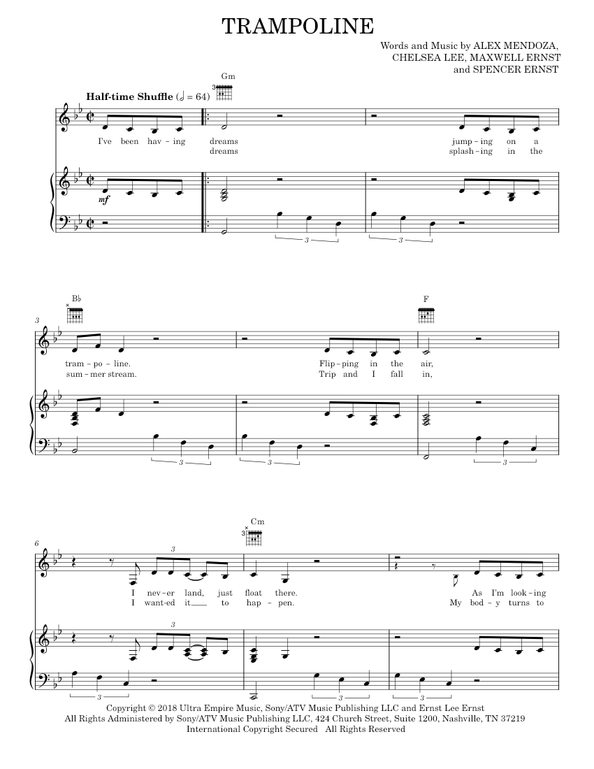 trampoline Sheet music for Piano, Vocals: Music Notes
