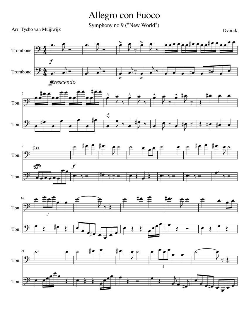 Allegro_con_Fuoco trombone duet.mscz Sheet music for Trombone (Brass Duet) | Musescore.com