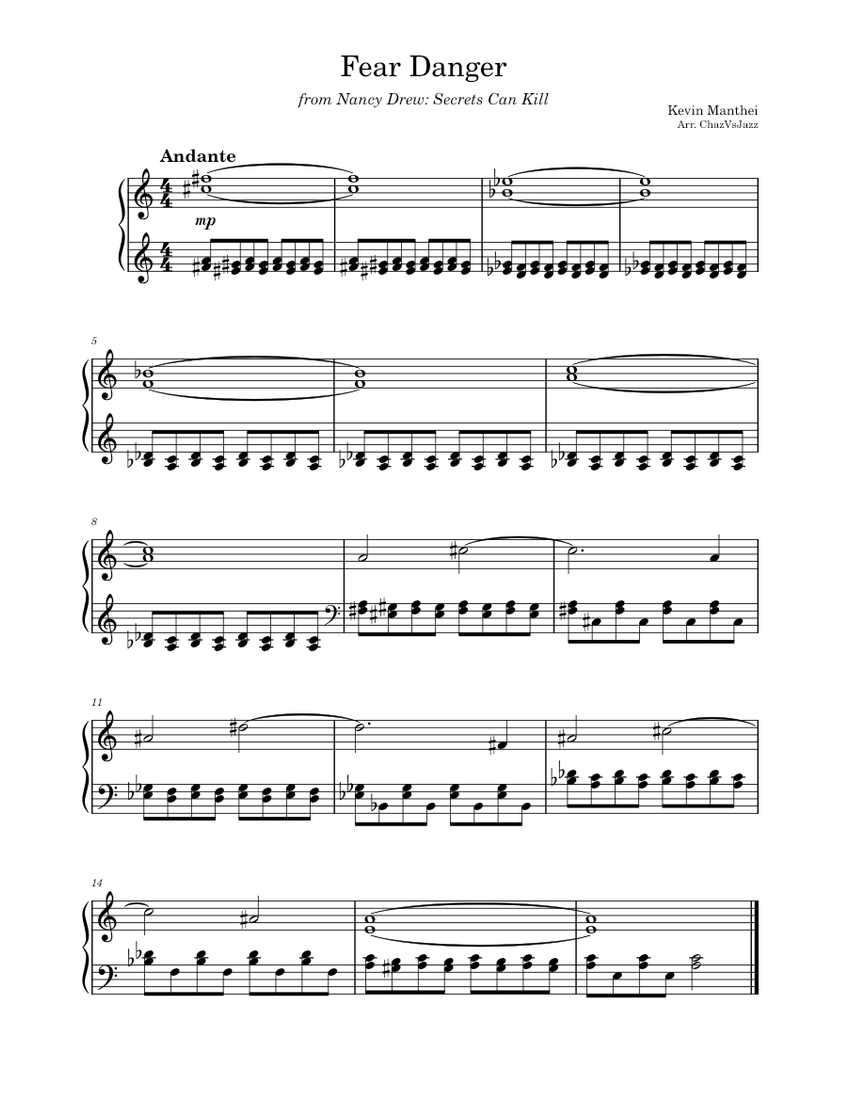 Fear Danger Sheet music for Piano (Solo) Easy | Musescore.com