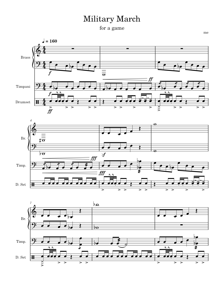 Military march Sheet Music for Timpani, Drum group, Brass group (Mixed ...