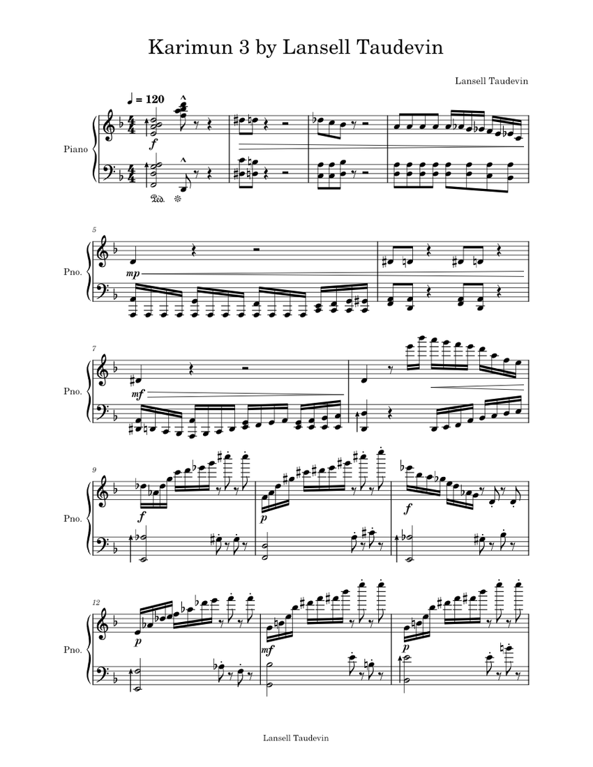 Karimun_3_by_Lansell_Taudevin Sheet music for Piano (Solo) | Musescore.com