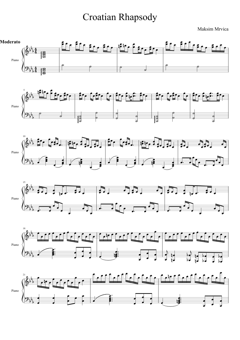 Croatian Rhapsody Sheet music for Piano (Solo) | Musescore.com