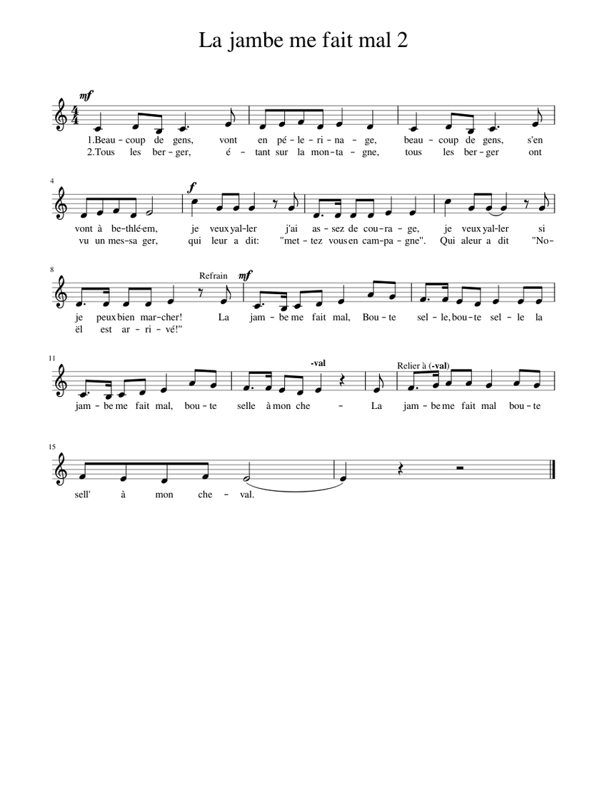 La jambe me fait mal 2 Sheet music for Alto (Solo) | Musescore.com