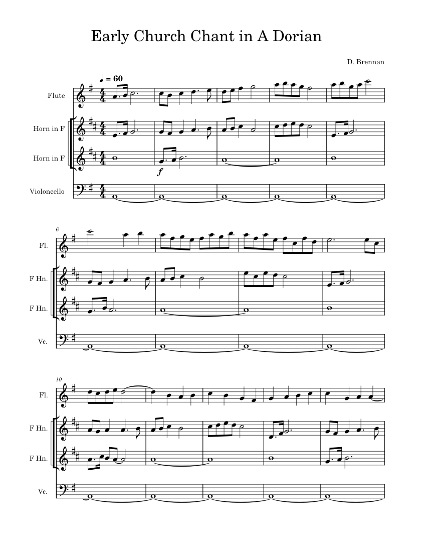 Early_Church_Chant_in_A_Dorian Sheet music for Flute, French horn ...