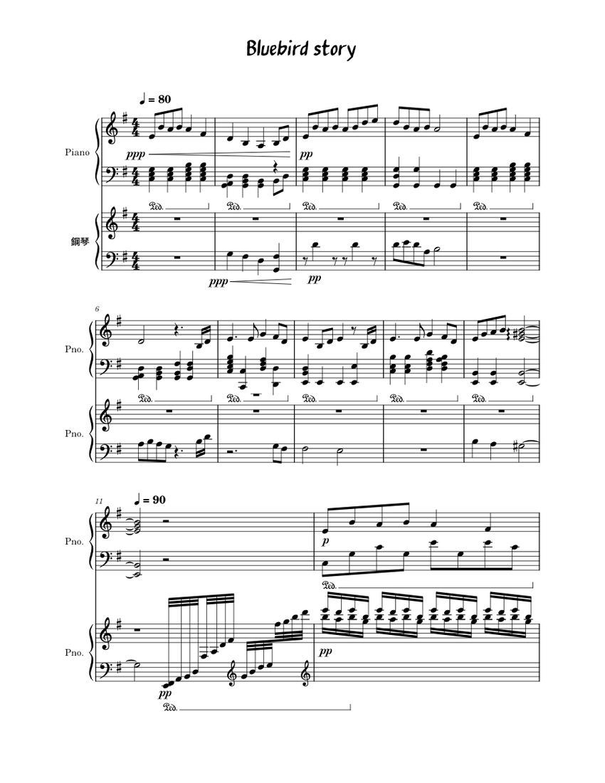 Bluebird Story – Dj Okawari Bluebird Story for 2 Pianos Sheet music for ...