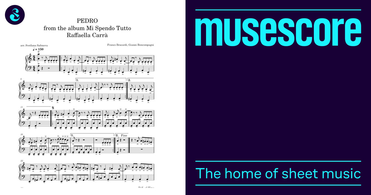 PEDRO by Rafaella Carrà Sheet music for Piano (Solo) Easy | Musescore.com