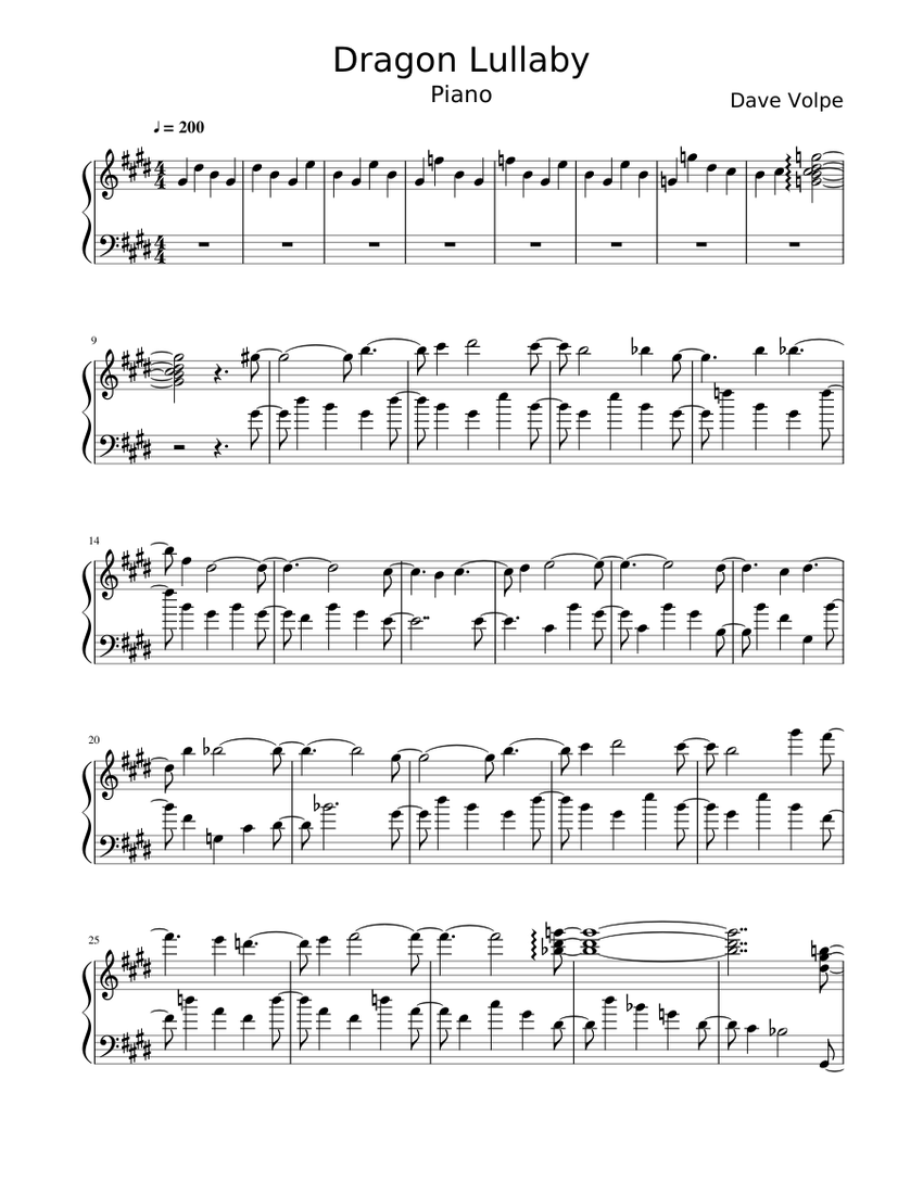 Dragon Lullaby Sheet music for Piano (Solo) | Musescore.com