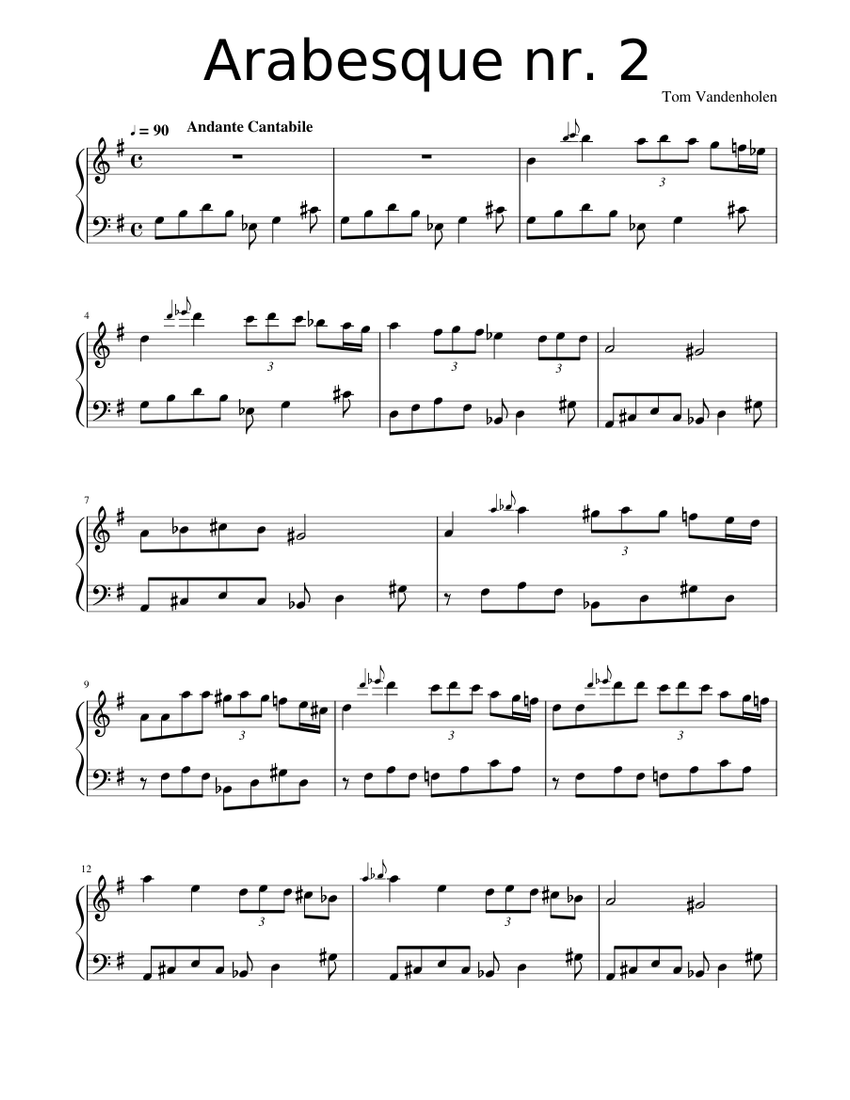 Arabesque 2 Sheet music for Piano (Solo) | Musescore.com