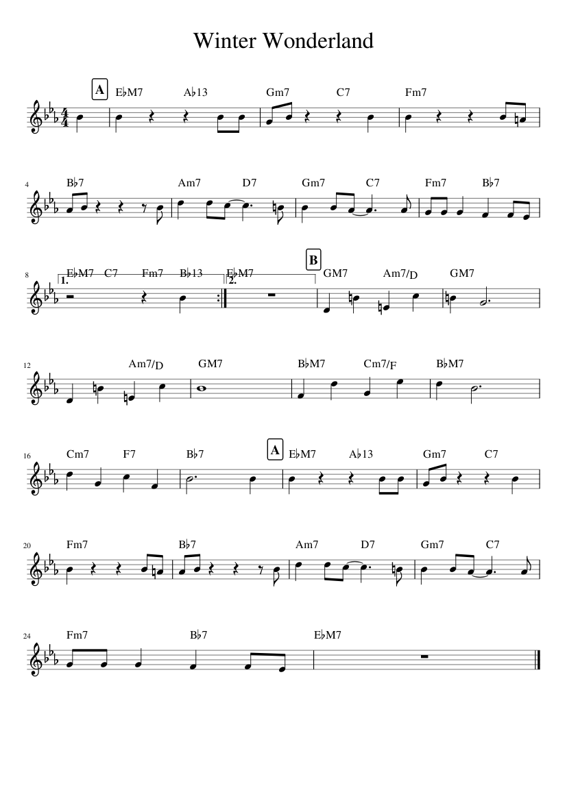 Winter Wonderland Sheet music for Piano (Solo) Easy | Musescore.com